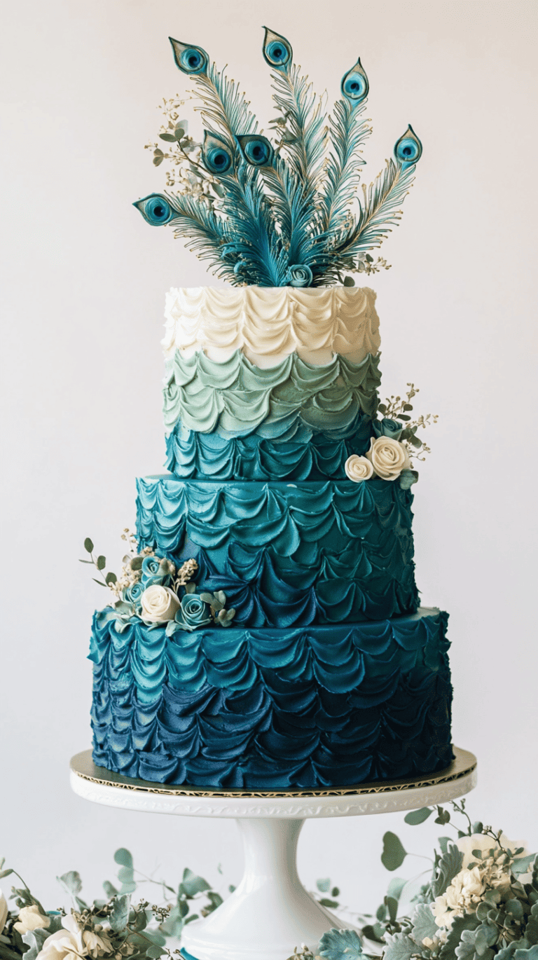 53 Peacock Wedding Cake Ideas for Elegant Celebrations
